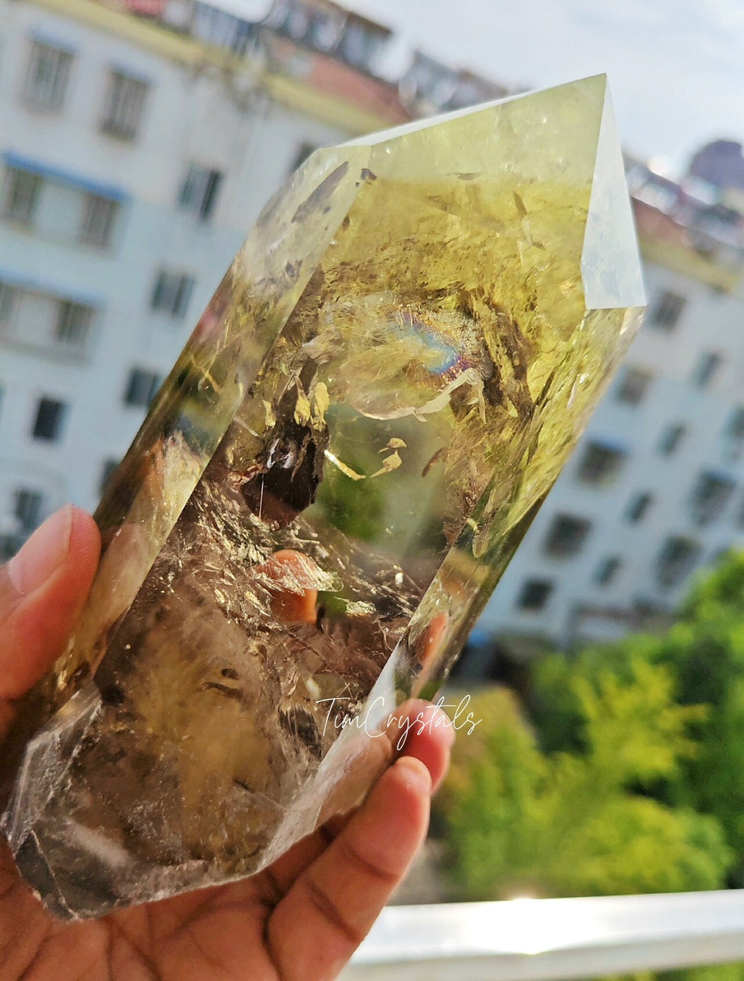 Natural Large Citrine Tower With Rainbow Yellow Crystal Obelisk Reiki ...