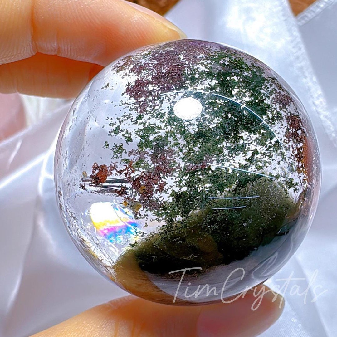 Natural Phantom Quartz Sphere Lodolite Ghost Quartz Balls With Rainbow ...