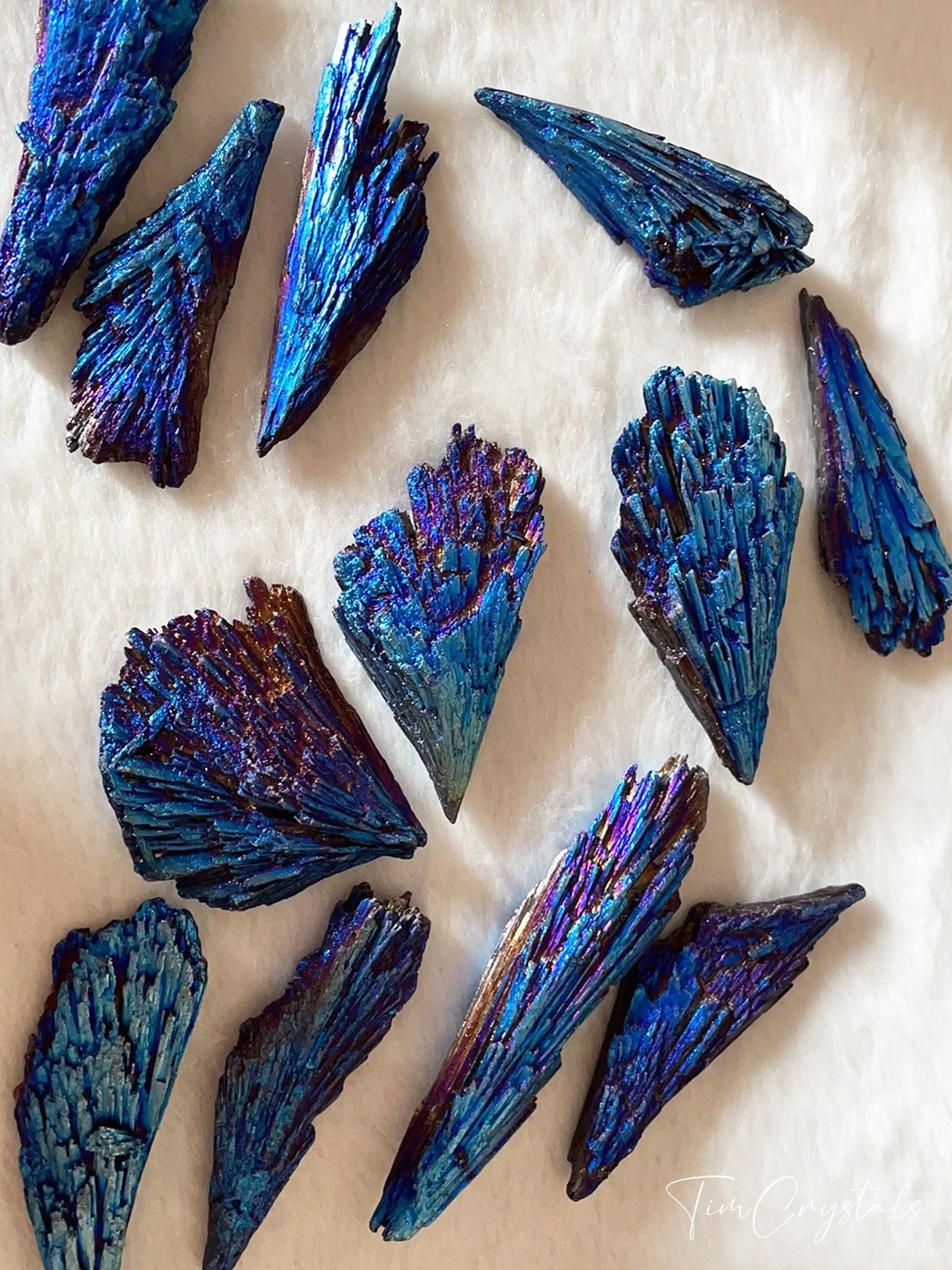 Natural Aura Peacock Kyanite Crystal- Rainbow Titanium Kyanite Fan ...