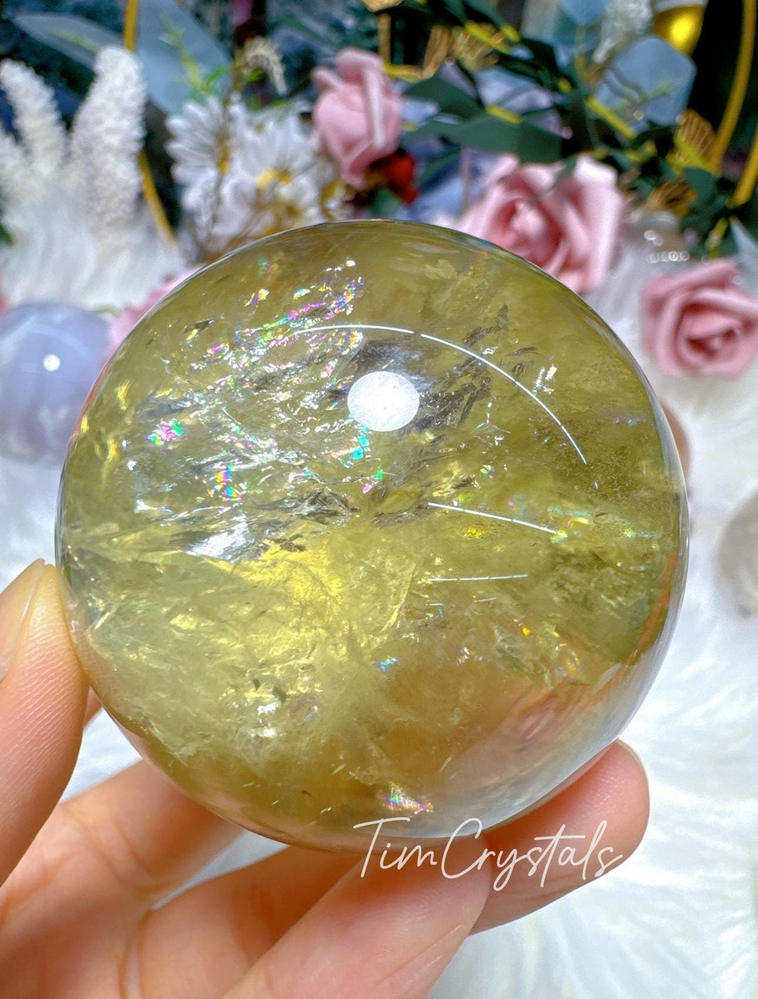Natural Citrine Sphere With Rainbow Yellow Crystal Ball With Stand ...