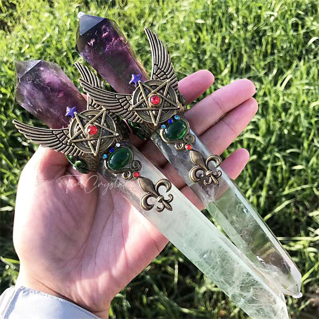 Handmade Crystal Wand With Amethyst, Green Fluorite, Power Magic ...