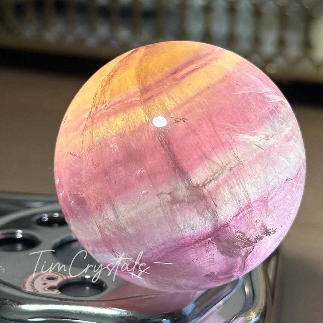 Natural Candy Fluorite Sphere Polished Banded Fluorite Ball 50mm - Etsy