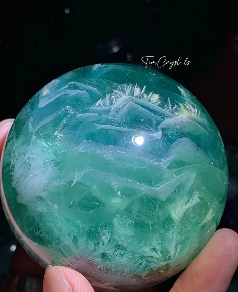Natural Feather Fluorite Sphere, Feather Rainbow Fluorite, Fluorite ...