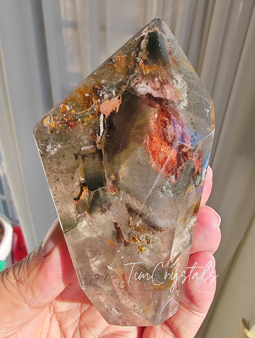 Natural Garden Phantom Quartz Lodolite Freeform Ghost Quartz Tower Crystal Mineral Healing ...