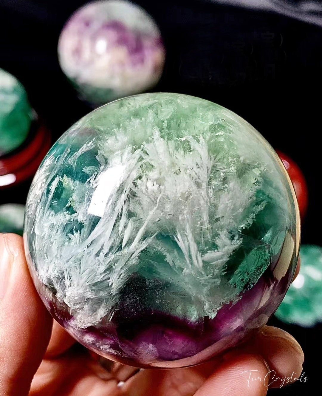 Natural Feather Fluorite Sphere, Feather Rainbow Fluorite, Fluorite ...