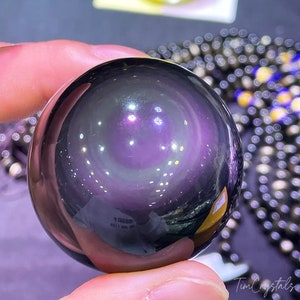 Natural Rainbow Obsidian Sphere, Cat’s Eye Obsidian Divination Ball ...