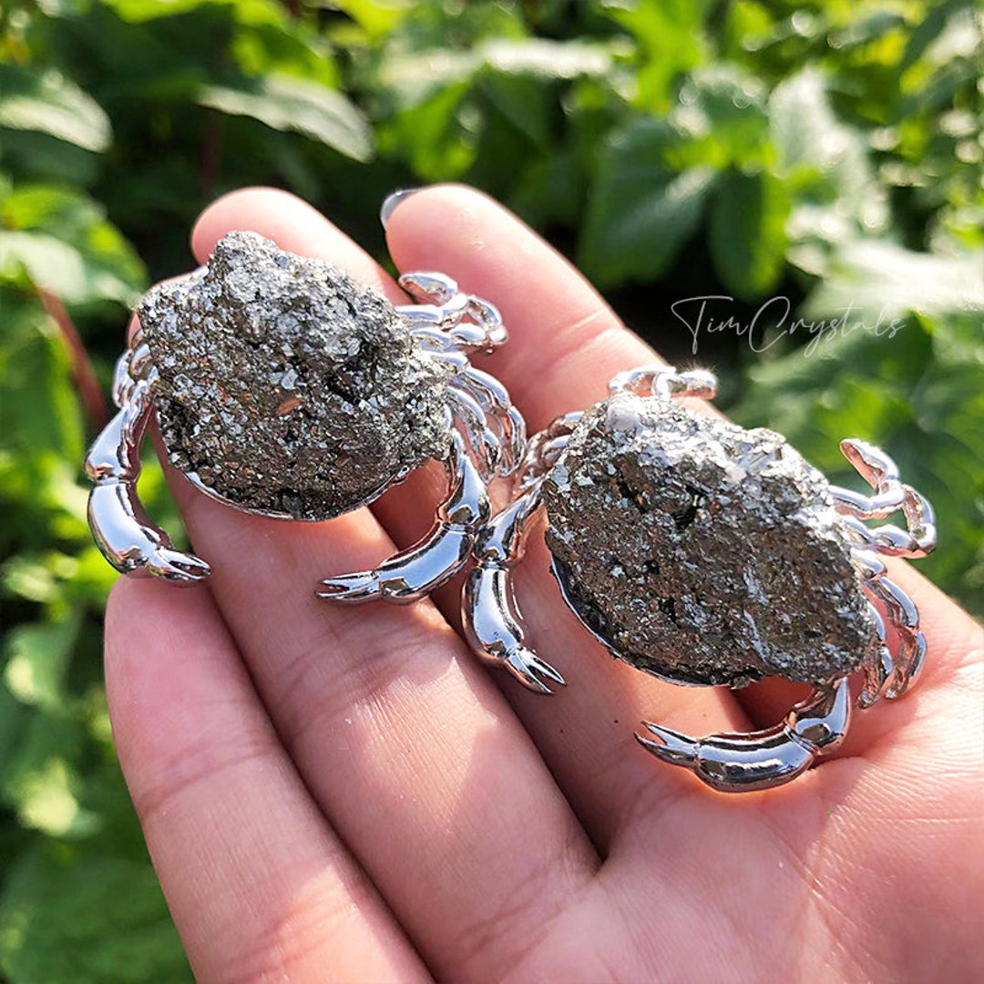 Natural Chalcopyrite Crab, Quartz Crystal Crab, Mineral Specimen, Reiki ...