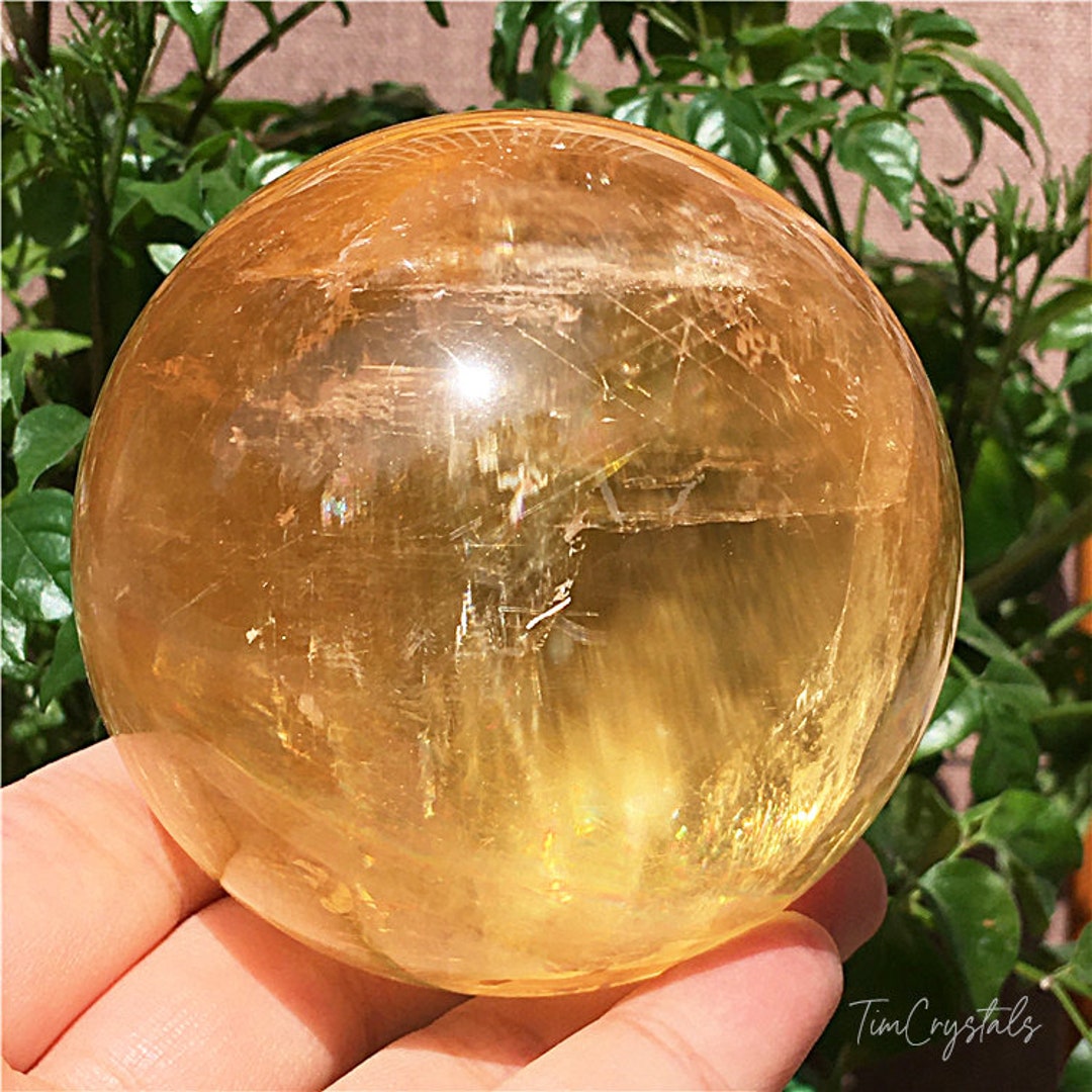 75mm Optical Honey Calcite Spheres, Golden Orange Calcite Sphere ...
