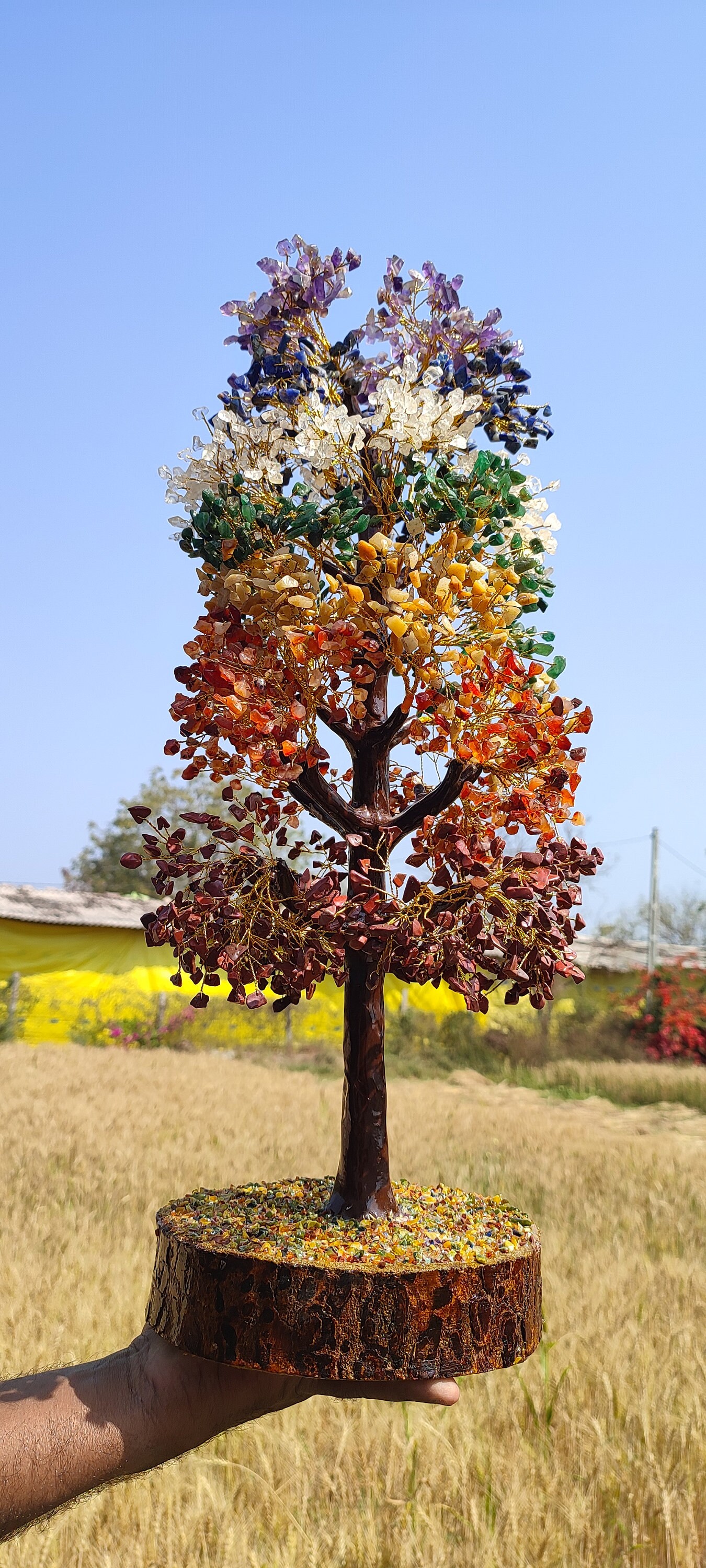Gemstone Big Crystal Tree | 7 Chakra, Bonsai Feng Shui Tree Figurine ...