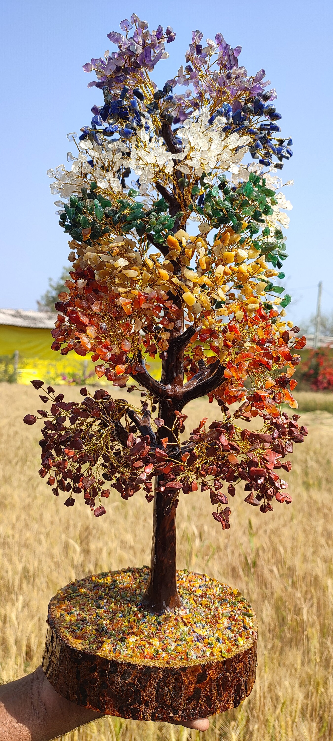 Gemstone Big Crystal Tree | 7 Chakra, Bonsai Feng Shui Tree Figurine ...
