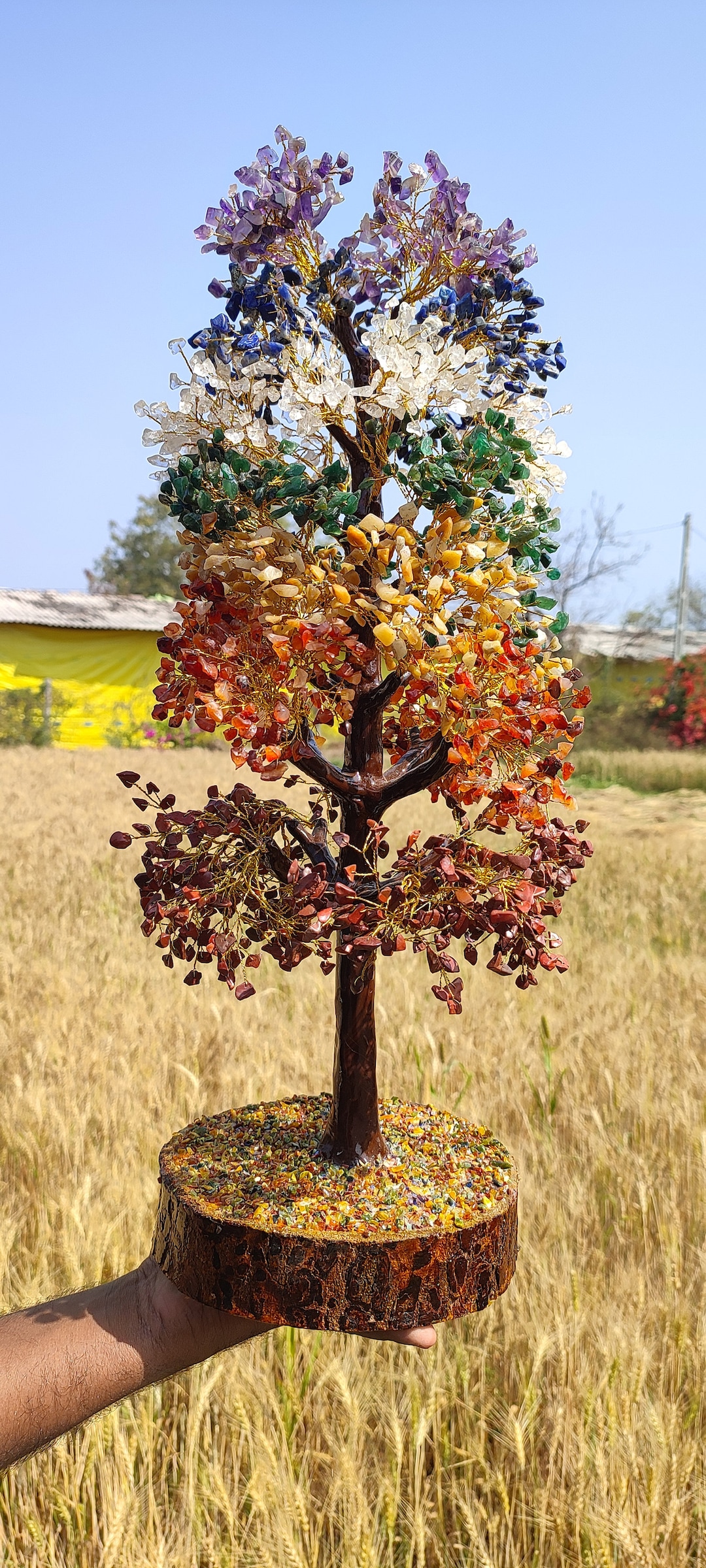 Gemstone Big Crystal Tree | 7 Chakra, Bonsai Feng Shui Tree Figurine ...