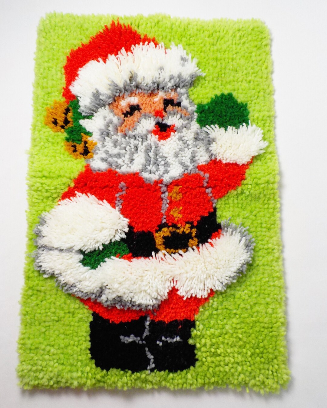 Vintage Christmas Hooked Rug Santa Wall Hanging 1970s Kitsch - Etsy