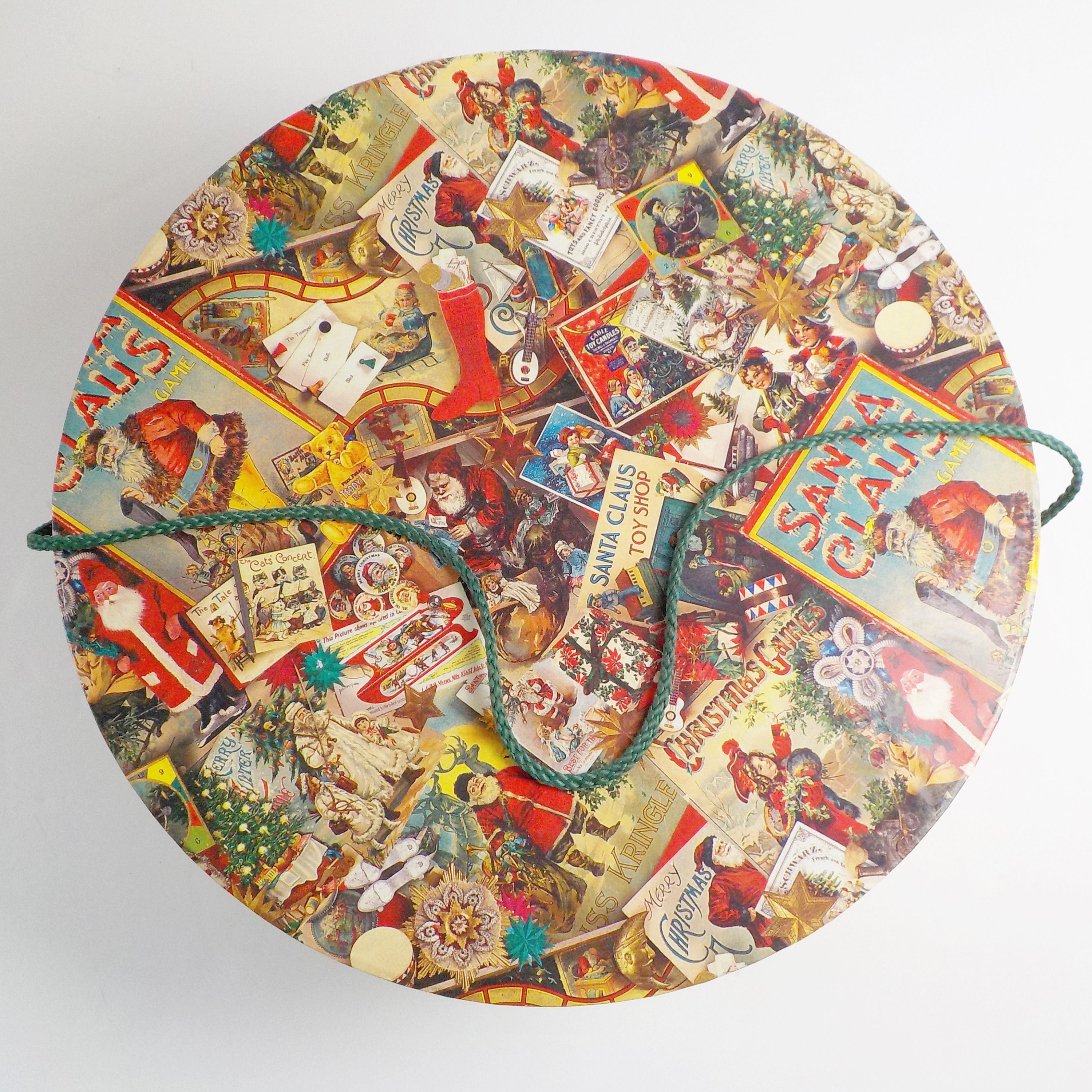 Vintage Round Christmas Hat Box Band Box Heavy Cardboard - Etsy