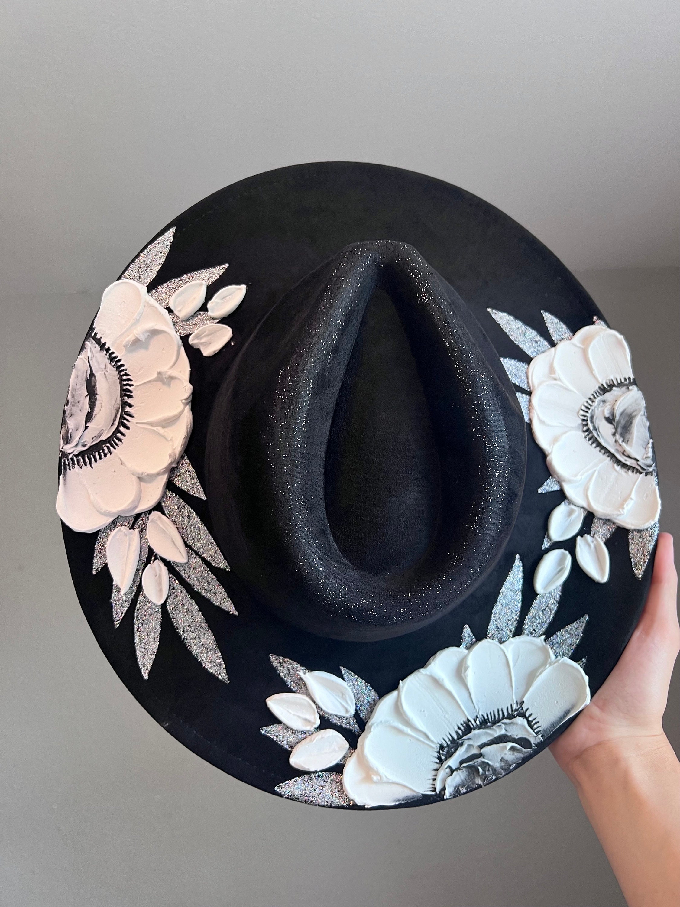 Wide Brim Fedora Halloween Hat Flower Crown Hat Spooky Season Hat ...