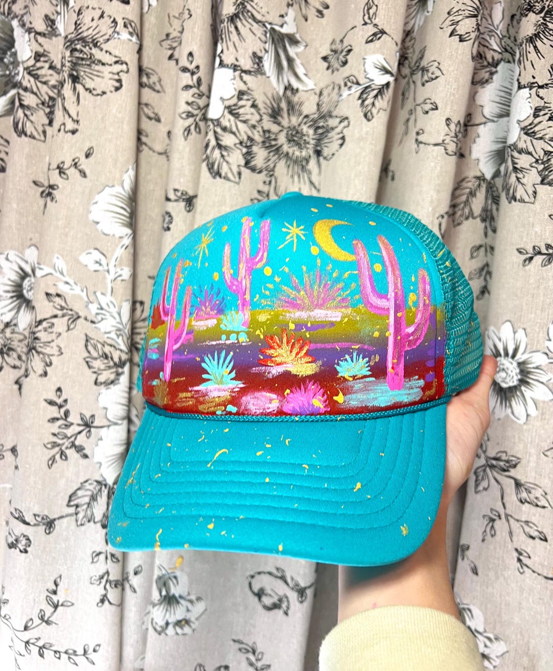 Hand Painted Desert Sunset Trucker Hat Western Truckers for Country ...