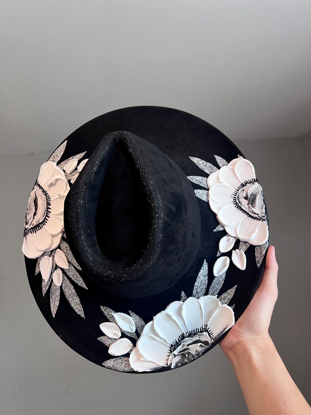 Wide Brim Fedora Halloween Hat Flower Crown Hat Spooky Season Hat ...