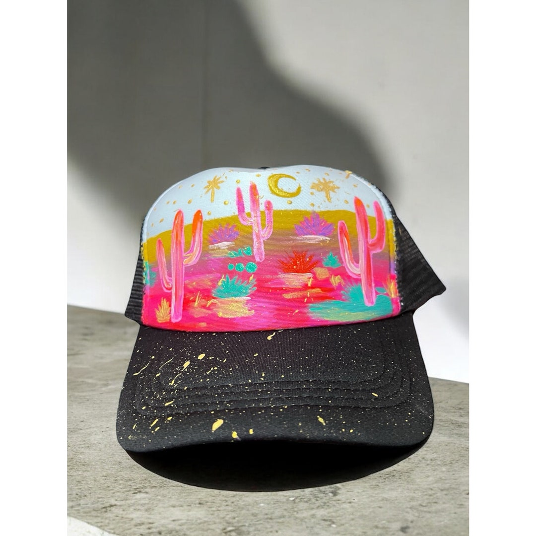 Hand Painted Desert Sunset Trucker Hat Western Truckers for Country ...