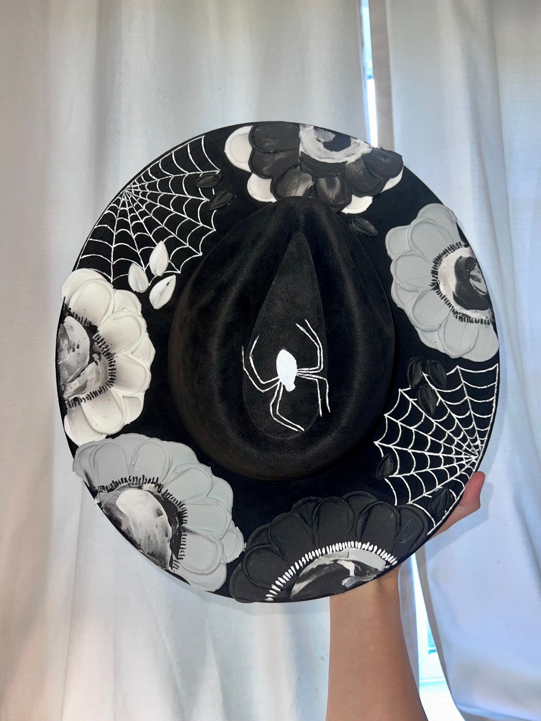 Wide Brim Fedora Halloween Hat Flower Crown Hat Spider Web Hat ...