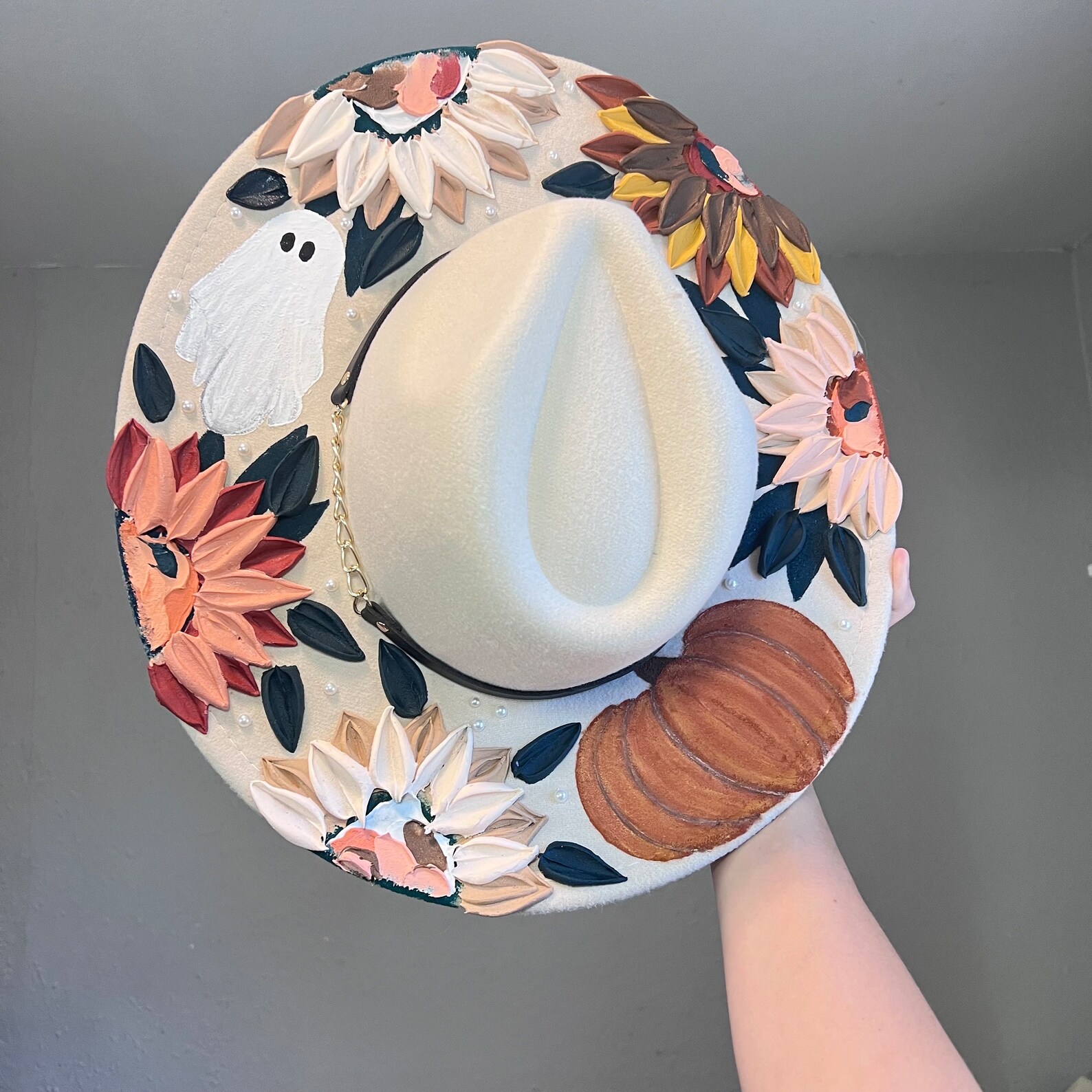 Wide Brim Fedora Fall Hat Flower Crown Hat Statement Piece Hat Ghost ...