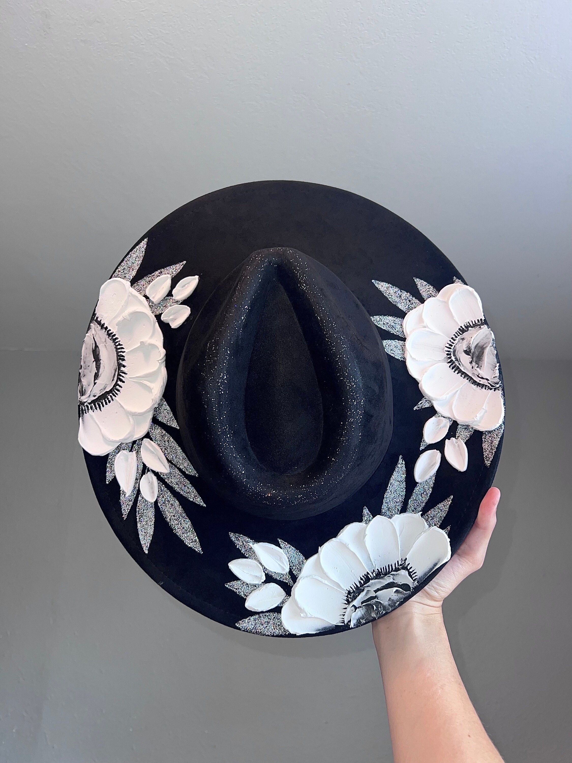 Wide Brim Fedora Halloween Hat Flower Crown Hat Spooky Season Hat ...