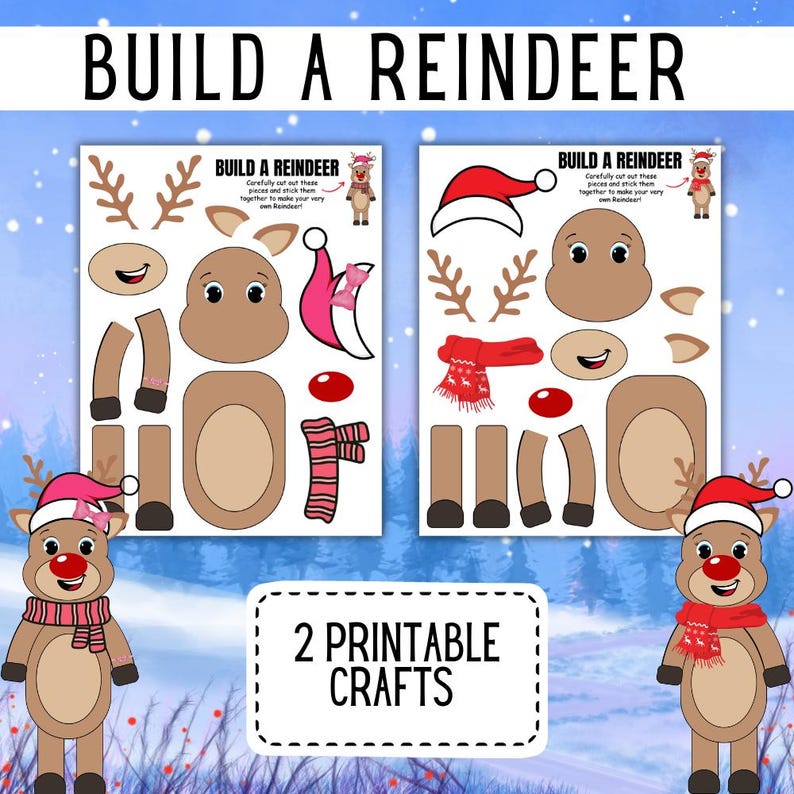 Reindeer Craft Printable | Christmas Kids Activity (PDF) - Etsy