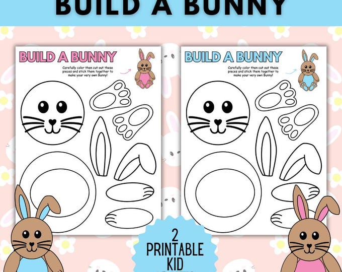 Printable Bunny Template, Easter Craft Kit for Kids, DIY Spring ...