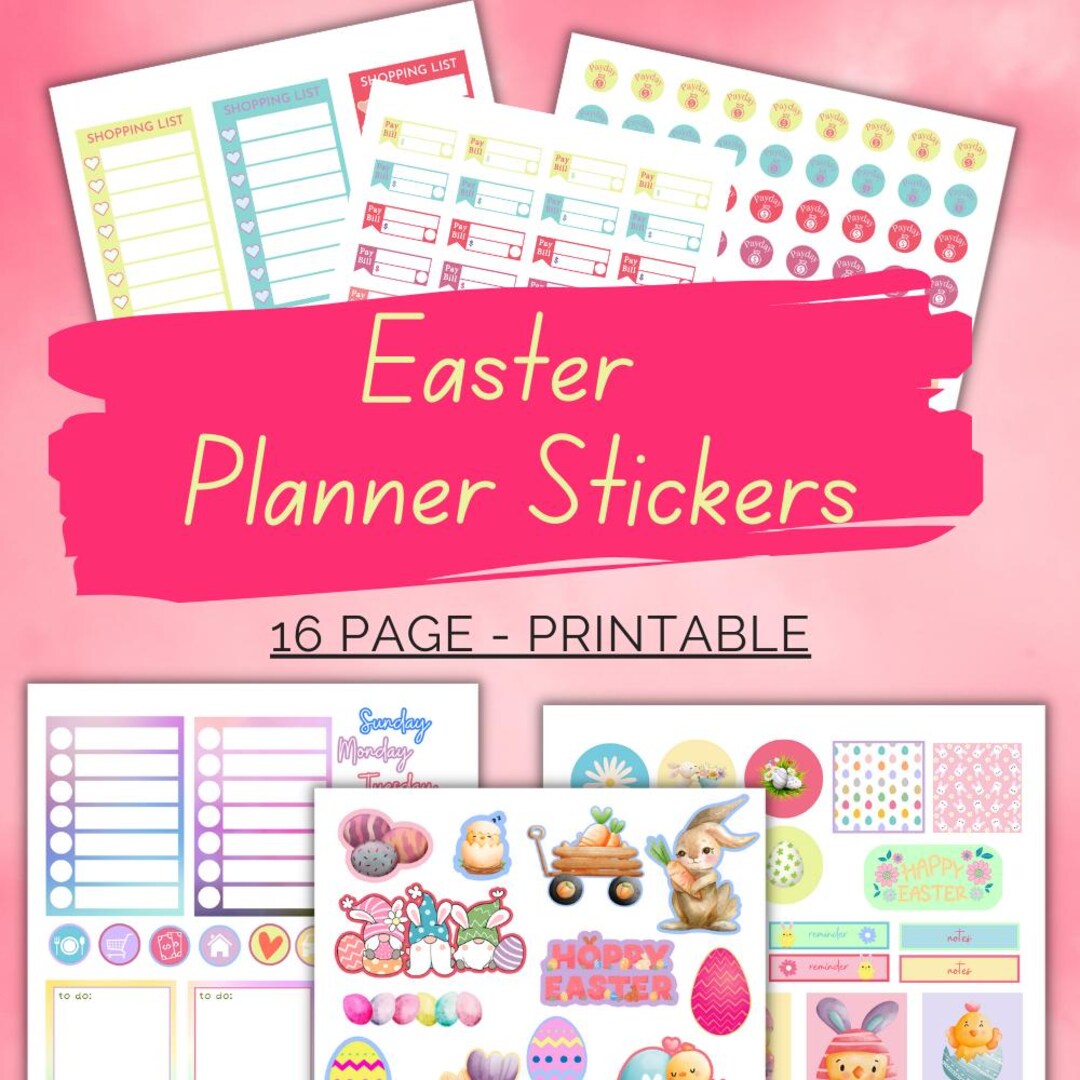 Printable Easter Planner Stickers: 16-page Holiday Kit (digital ...