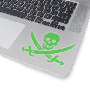 Green Jolly Roger Die Cut Sticker - Etsy