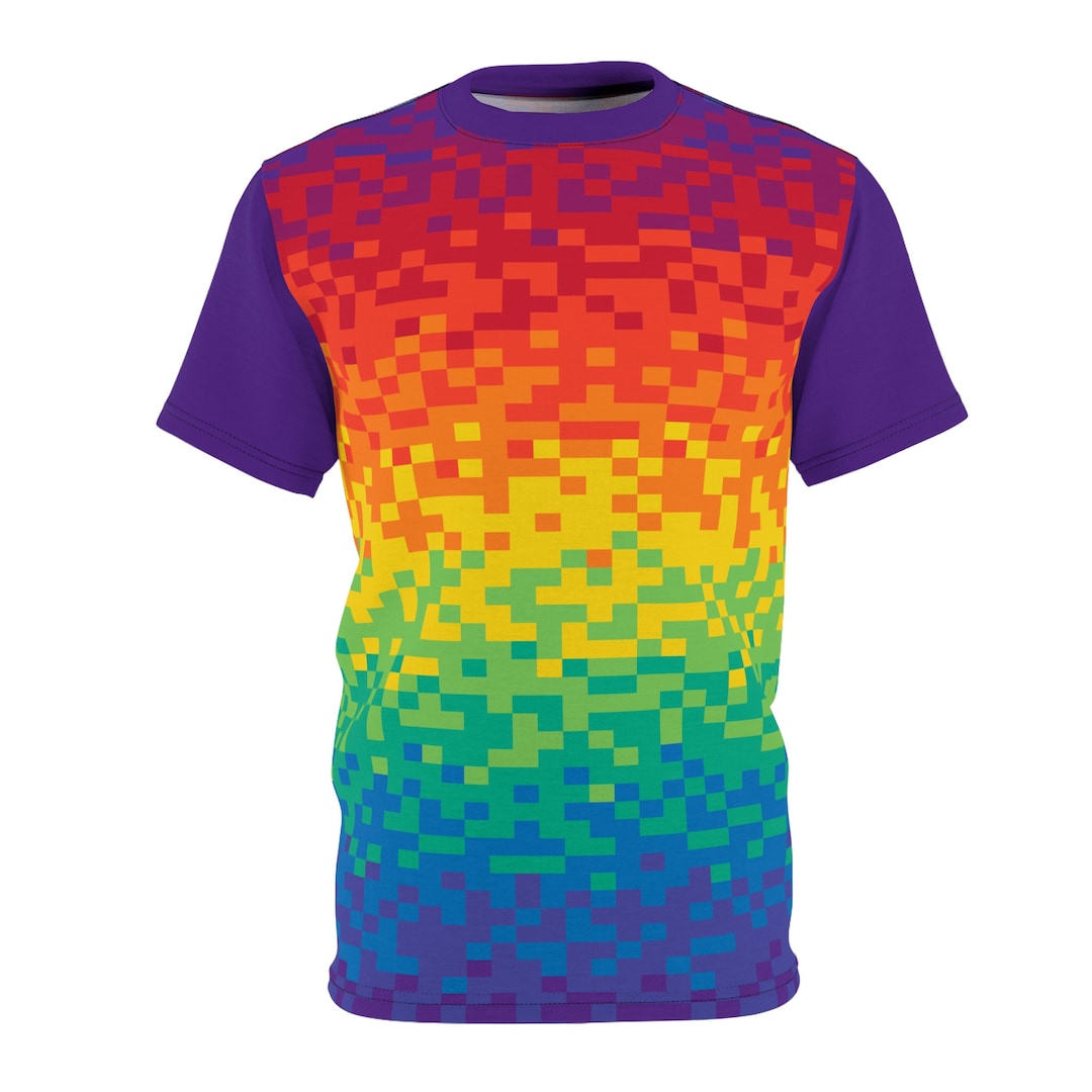 Rainbow Pixel Tee Shirt - Etsy