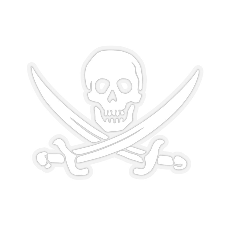 White Jolly Roger Die Cut Sticker - Etsy
