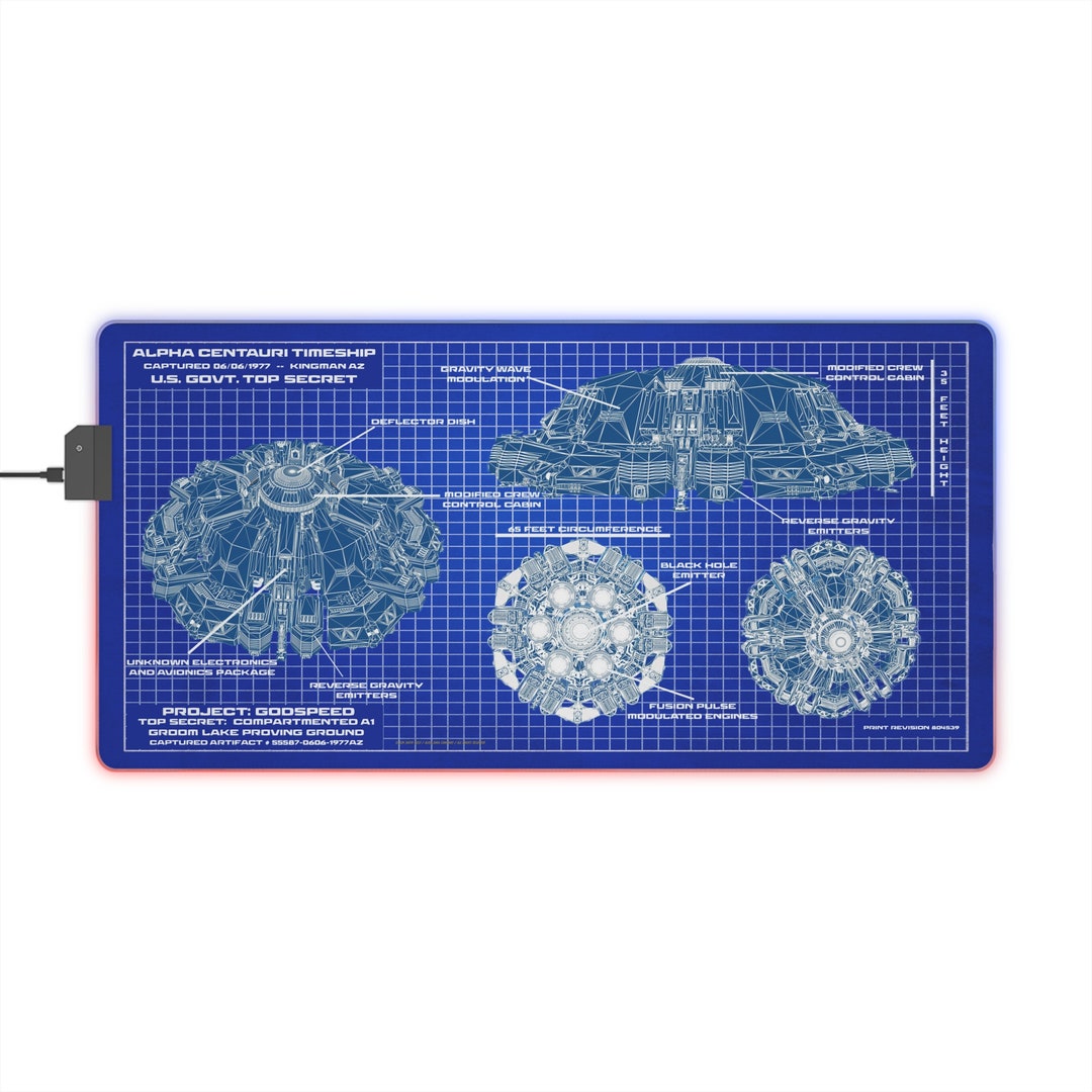 Timeship Blueprint LED Gaming Mouse Pad - Etsy
