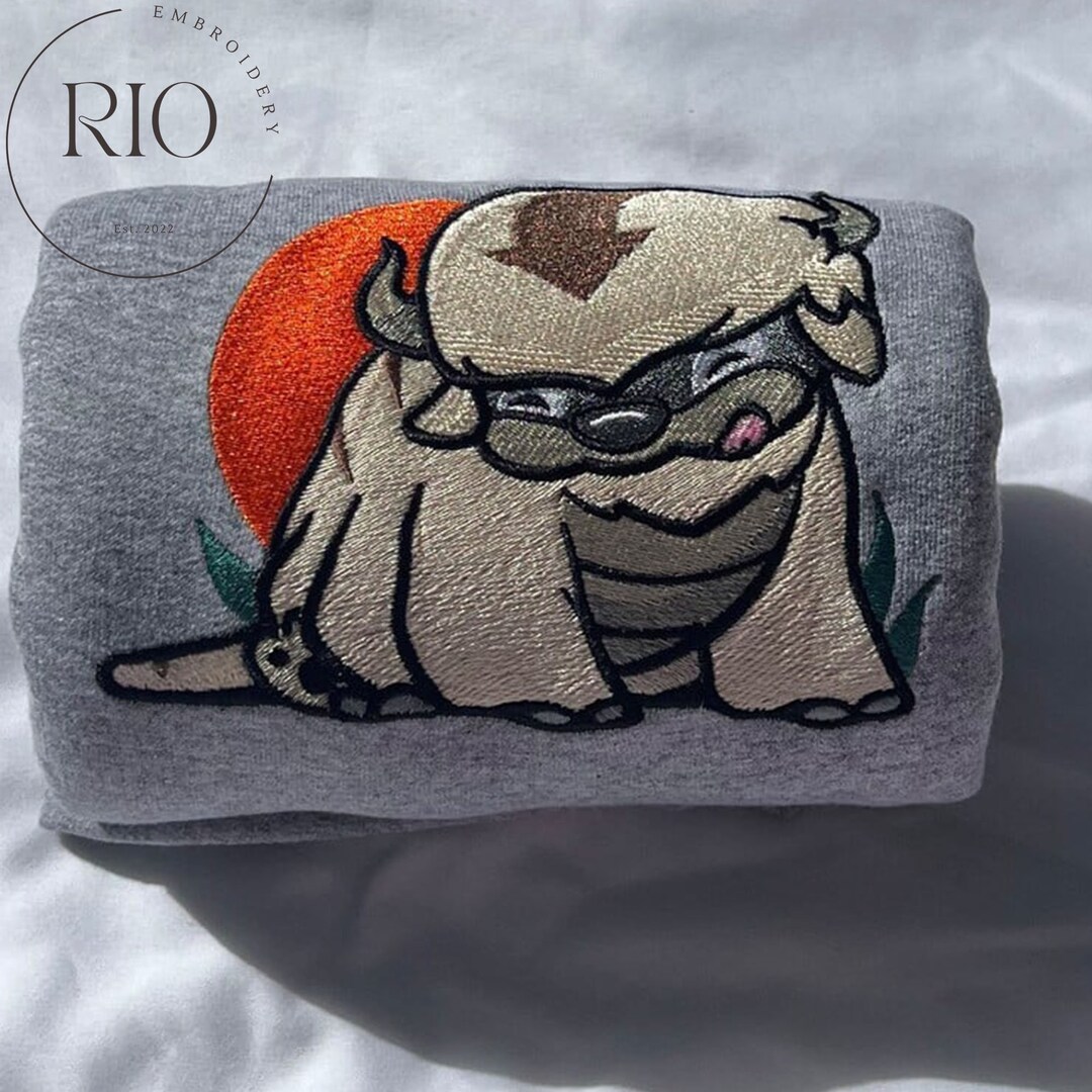 Appa Avatar Sunset Vintage Embroidery Crewneck Sweatshirt - Etsy