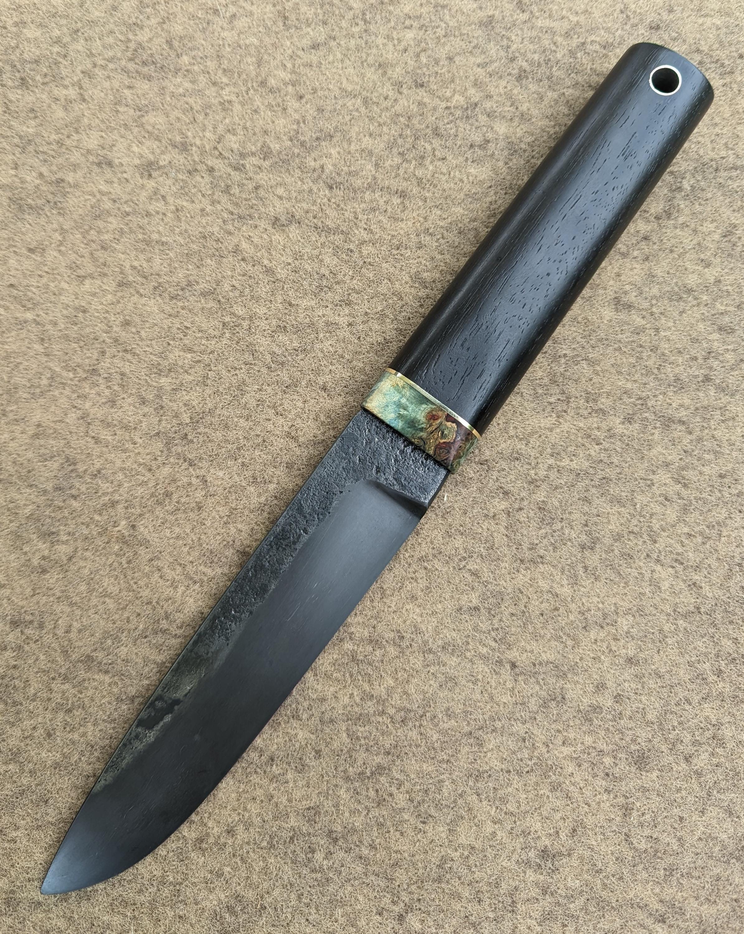 Hand-forged Yakut Knife With Black Handle & Sheath – Traditional ...