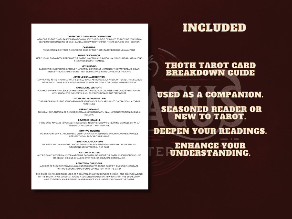 Thoth Tarot Card Breakdown | Printable Digital Download | Tarot Study ...