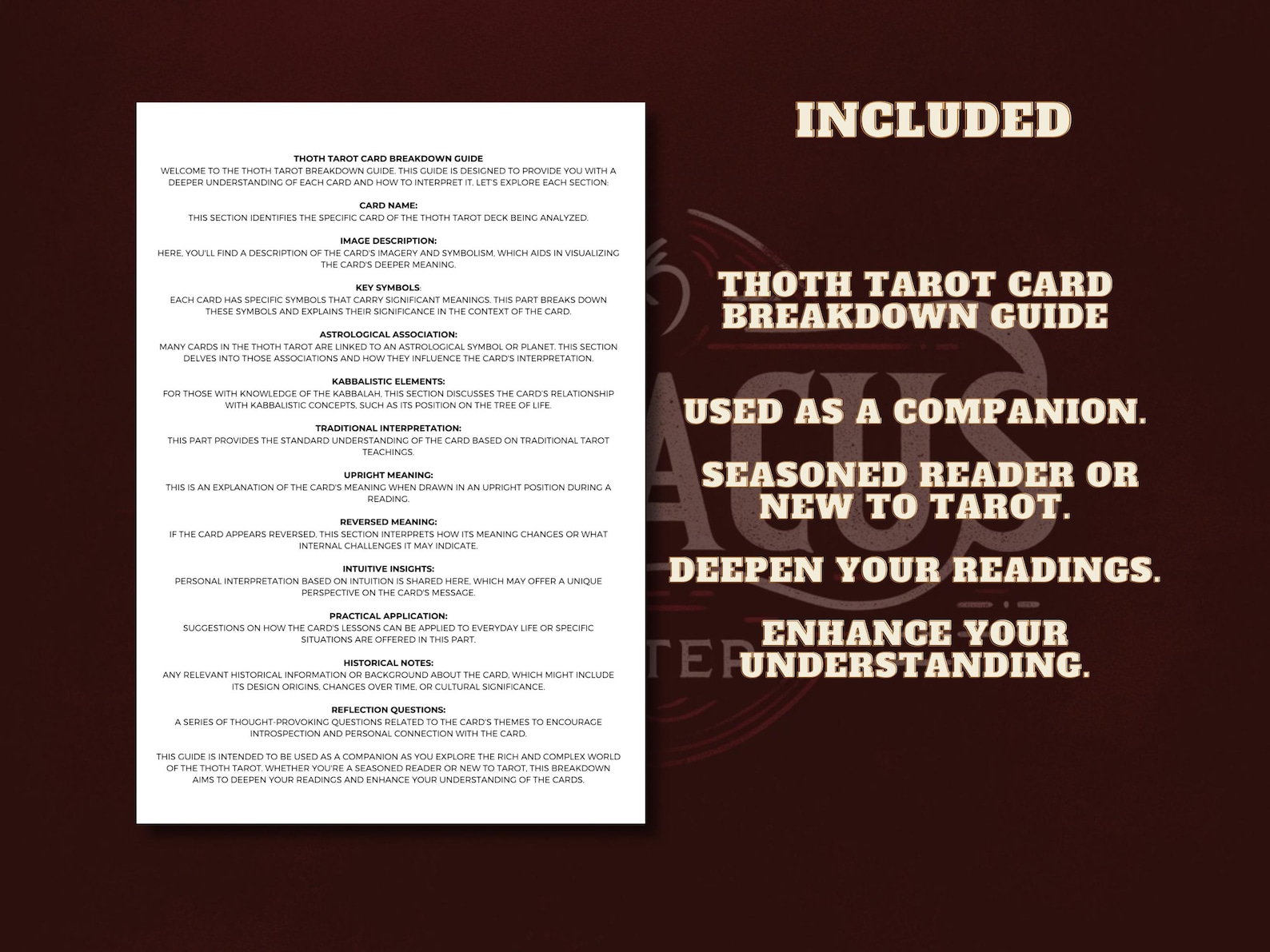 Thoth Tarot Card Breakdown | Printable Digital Download | Tarot Study ...