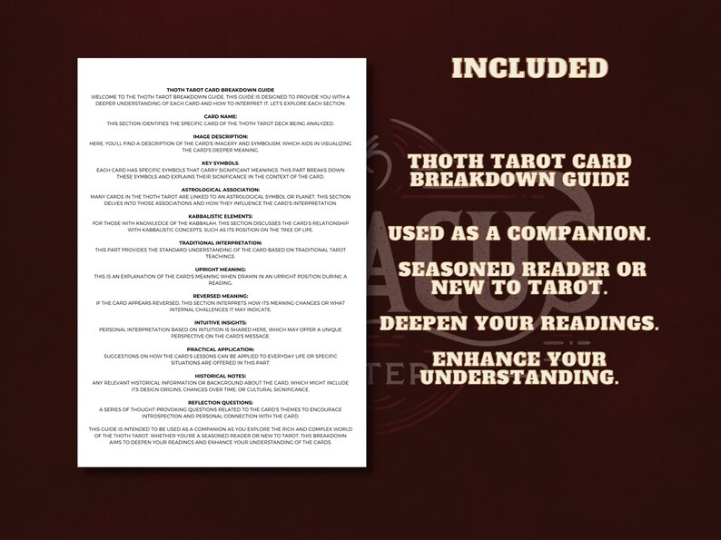 Thoth Tarot Card Breakdown | Printable Digital Download | Tarot Study ...