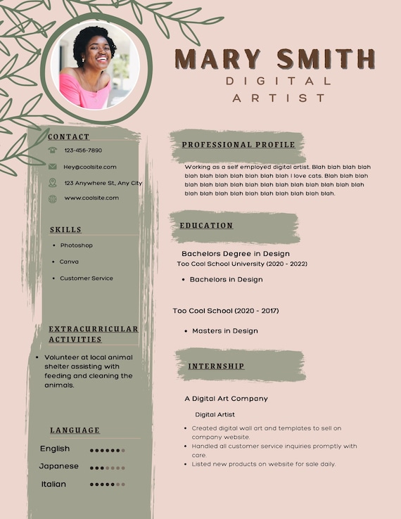 Professional Cute Kawaii Resume Template Set of Five CV - Etsy