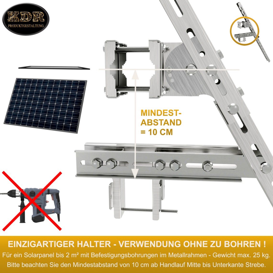 Halterung Balkonkraftwerk für das Geländer Halterungen Solarmodul ...