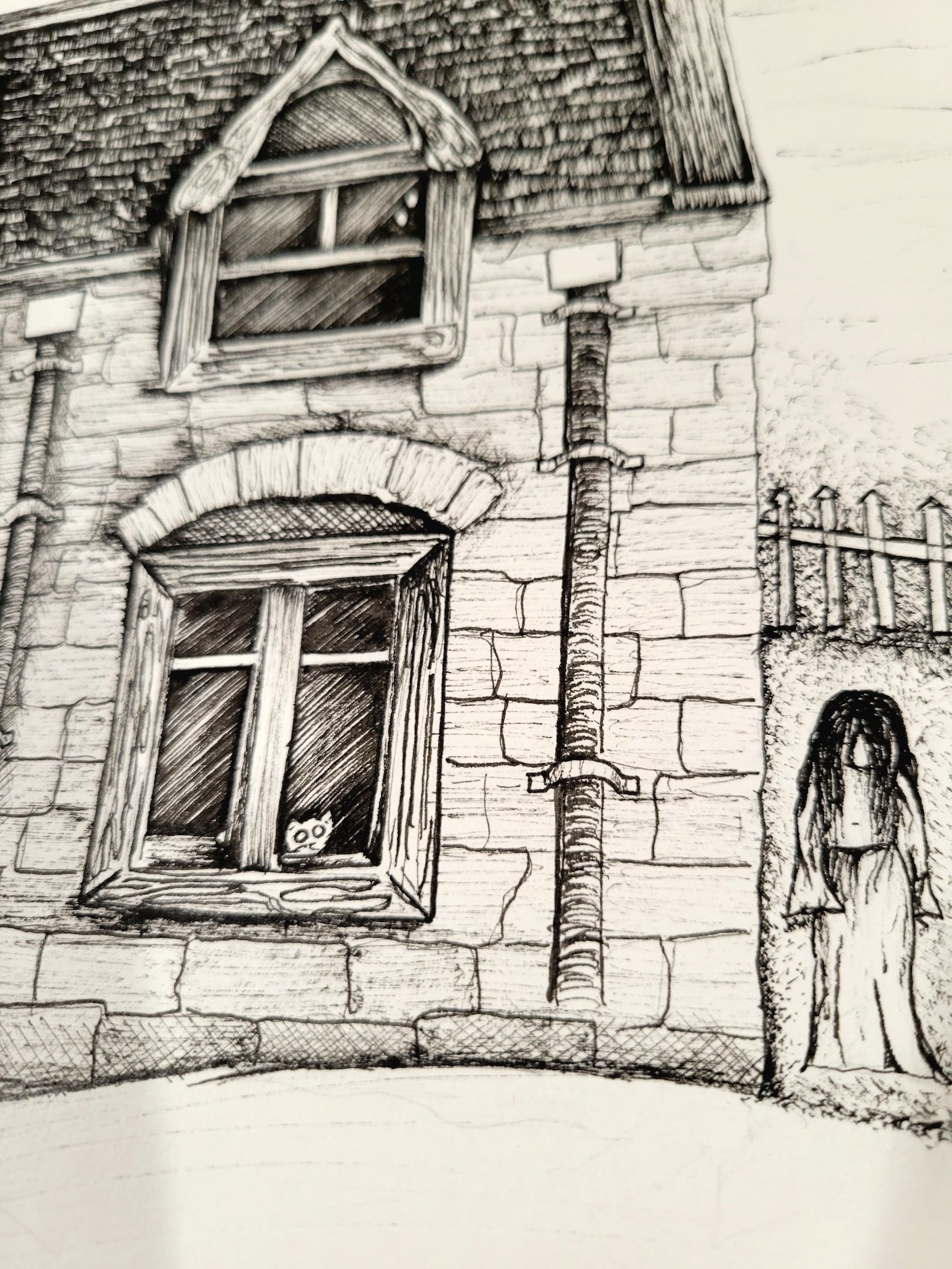 Haunted Dream House - 8x10 Pen Illustration - Etsy