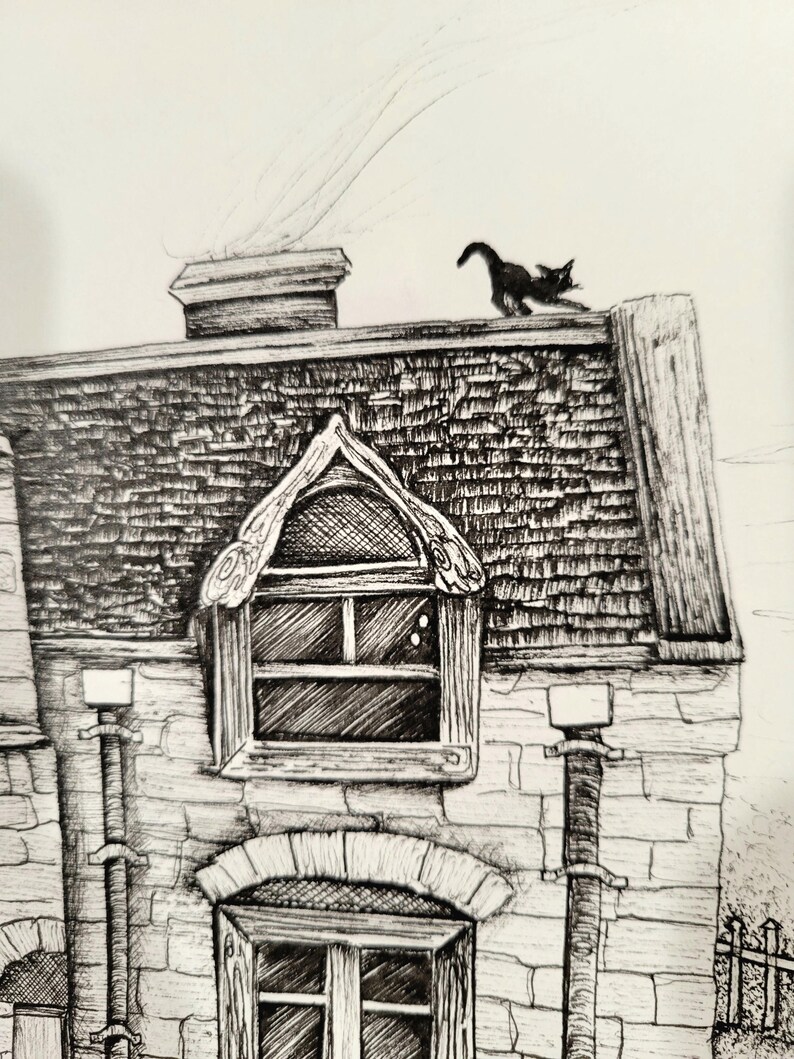 Haunted Dream House - 8x10 Pen Illustration - Etsy