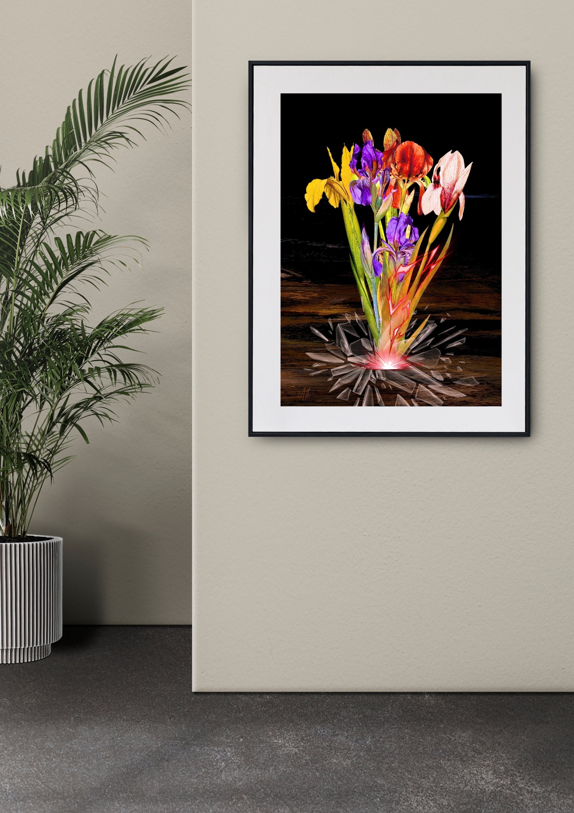 Iris Flowers Art Print - Premium Matte Paper, Pine Frame - Etsy