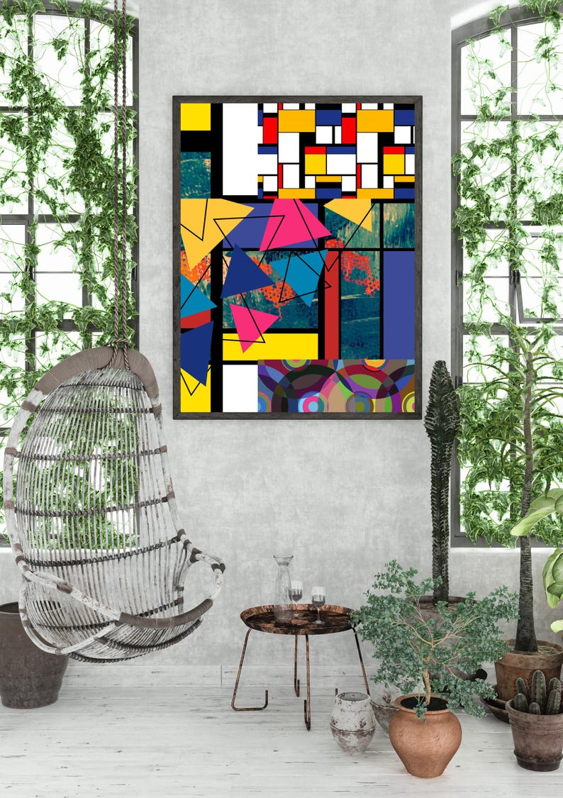 Geometric Abstract Art Print: Modern Framed Wall Poster - Etsy