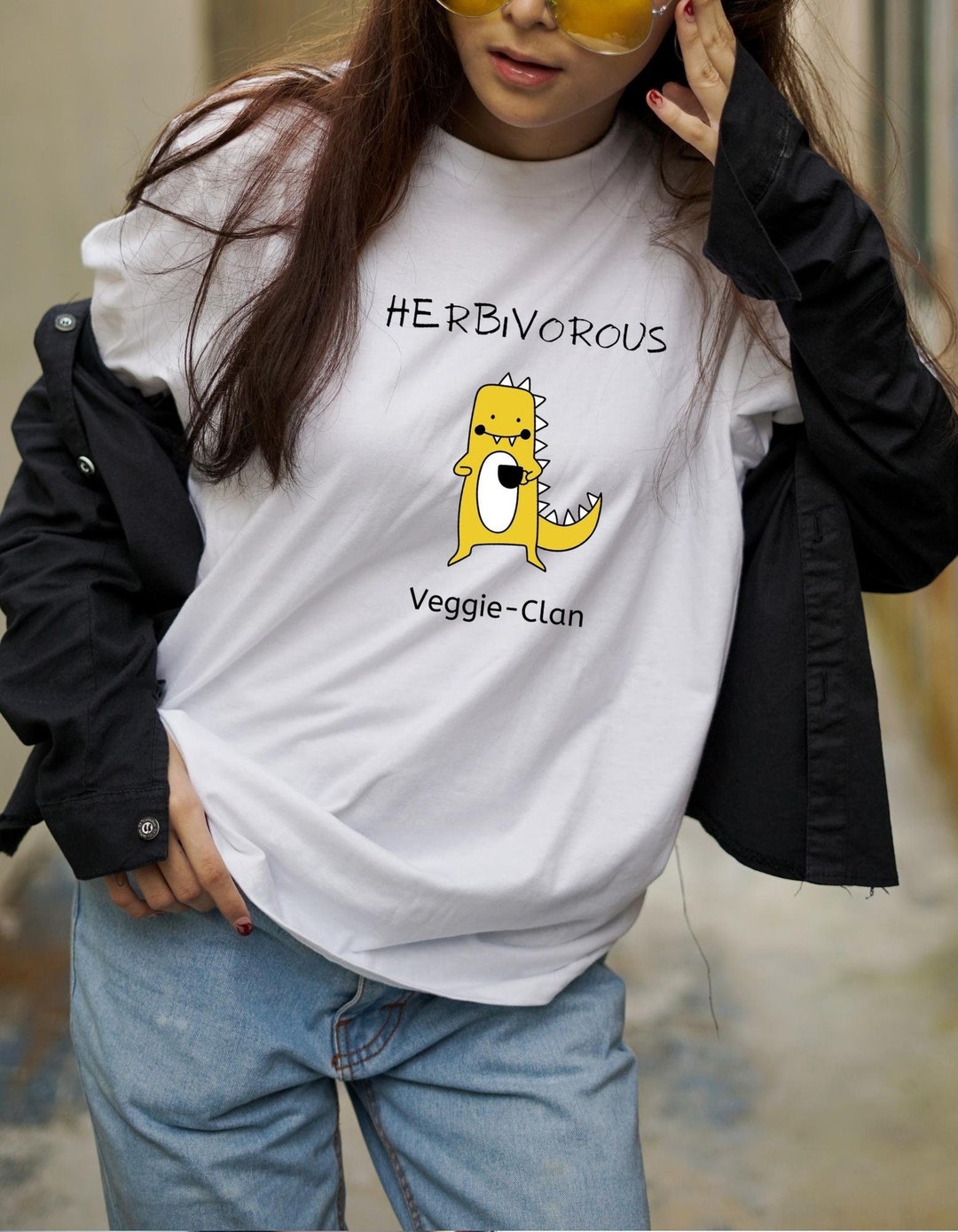 Funny Vegan Dinosaur Tee: Vibrant Print, Eco-friendly Cotton - Etsy