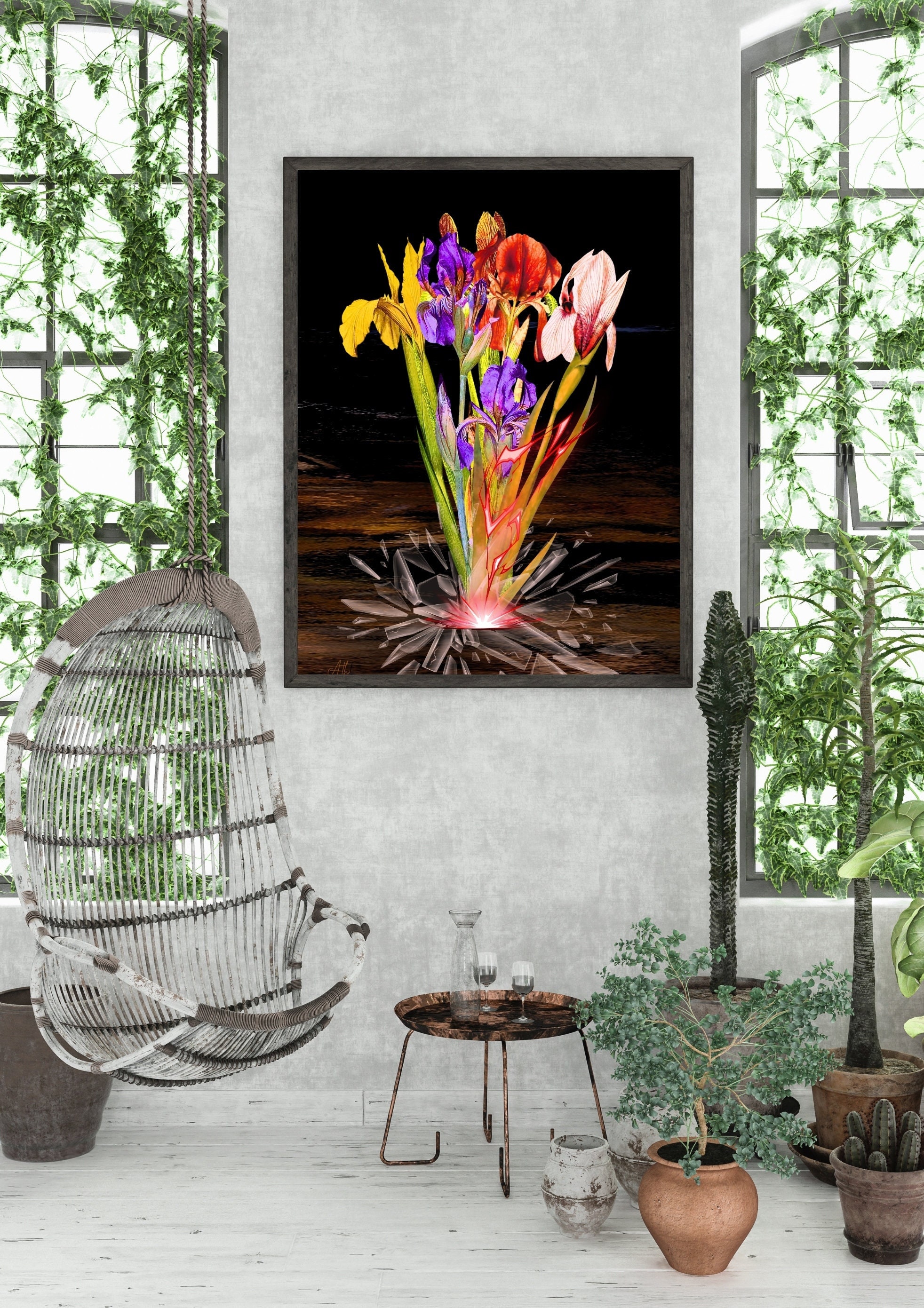 Iris Flowers Art Print - Premium Matte Paper, Pine Frame - Etsy