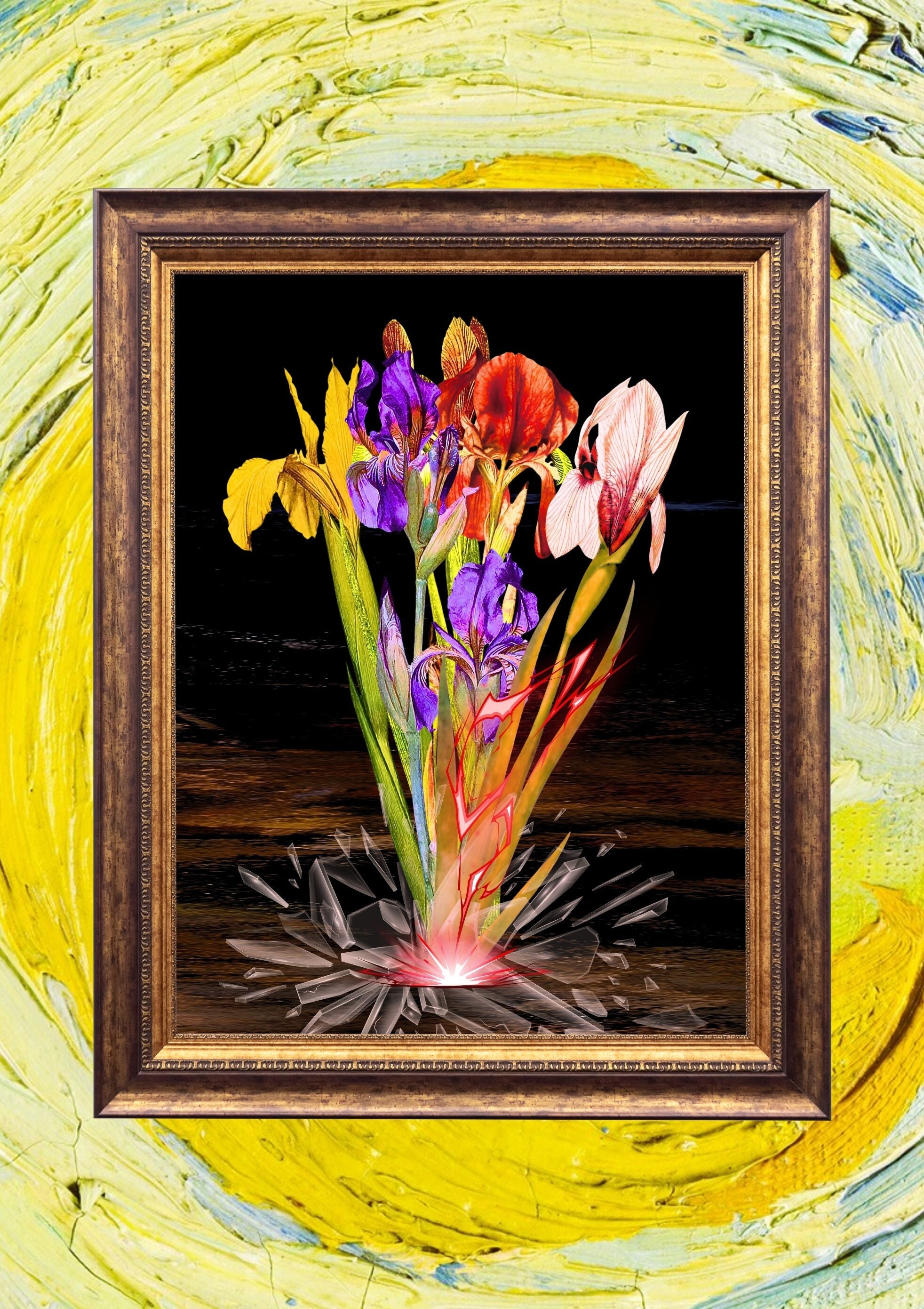 Iris Flowers Art Print - Premium Matte Paper, Pine Frame - Etsy