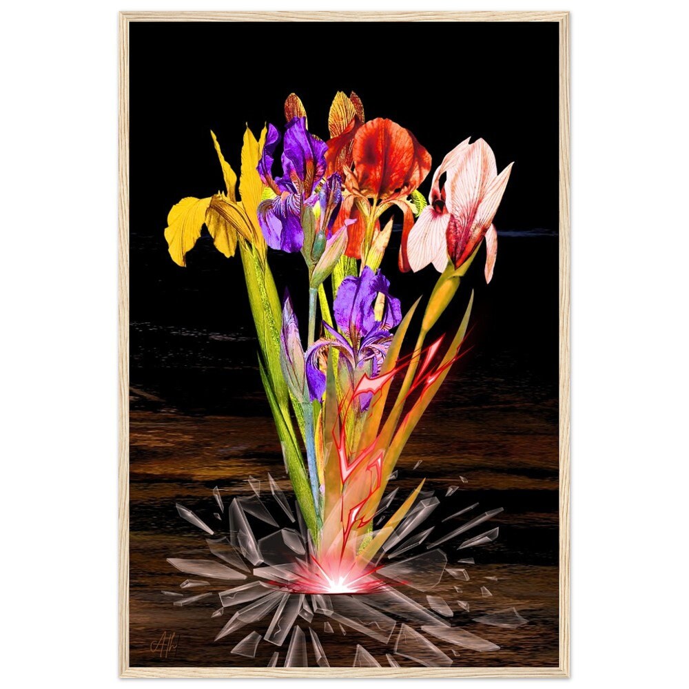Iris Flowers Art Print - Premium Matte Paper, Pine Frame - Etsy