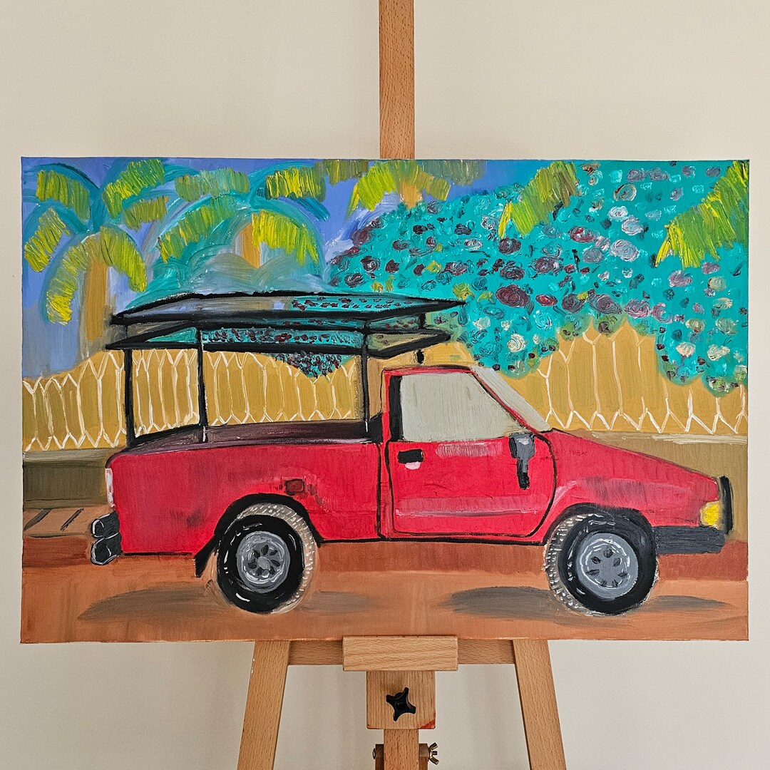 Original African Painting 1 : Le Pick up Rouge - Etsy