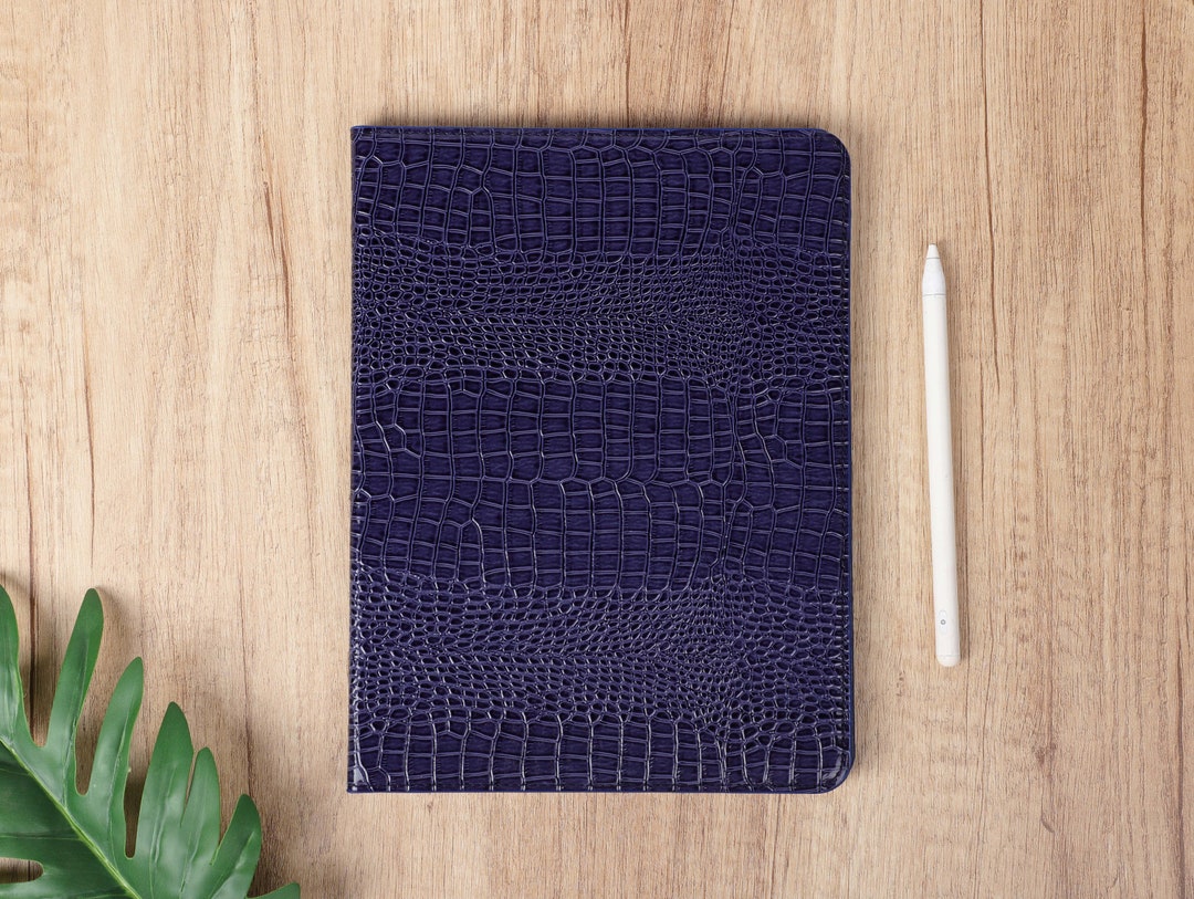 Dark Blue Crocodile Leather iPad Case for iPad Air 5 iPad 10 10.9" 2022 ...