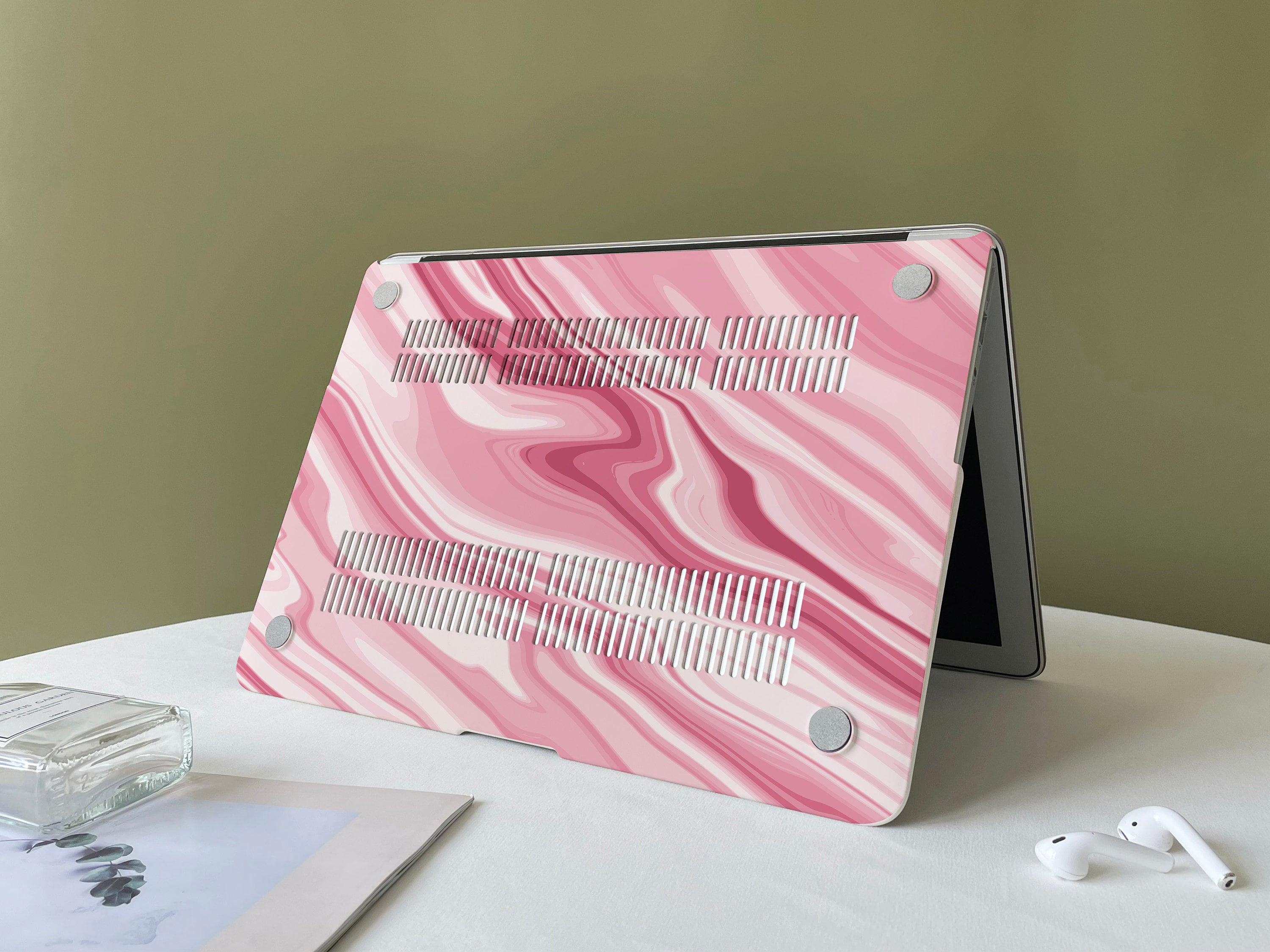 Pink Milk Corrugated Marble Personalized MacBook Pro 14 Case M1 MacBook ...