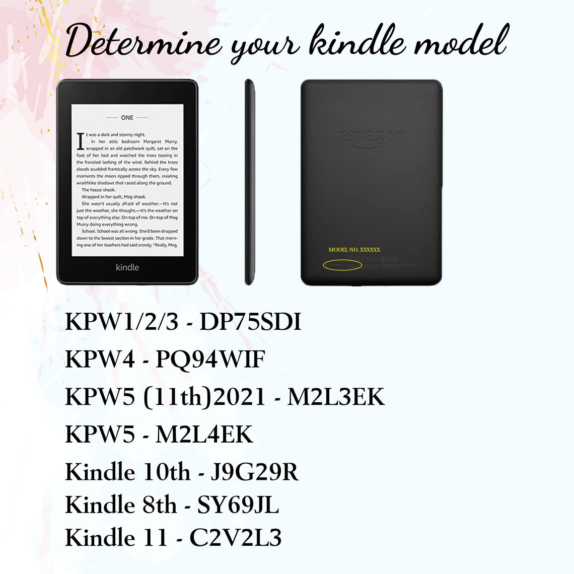 Elegant Leaf Silhouette Personalization Kindle Paperwhite Case, All-new ...